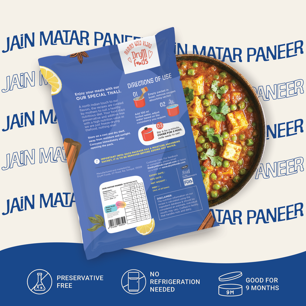 Instant Matar Paneer Jain Satvik Friendly – DryM Foods